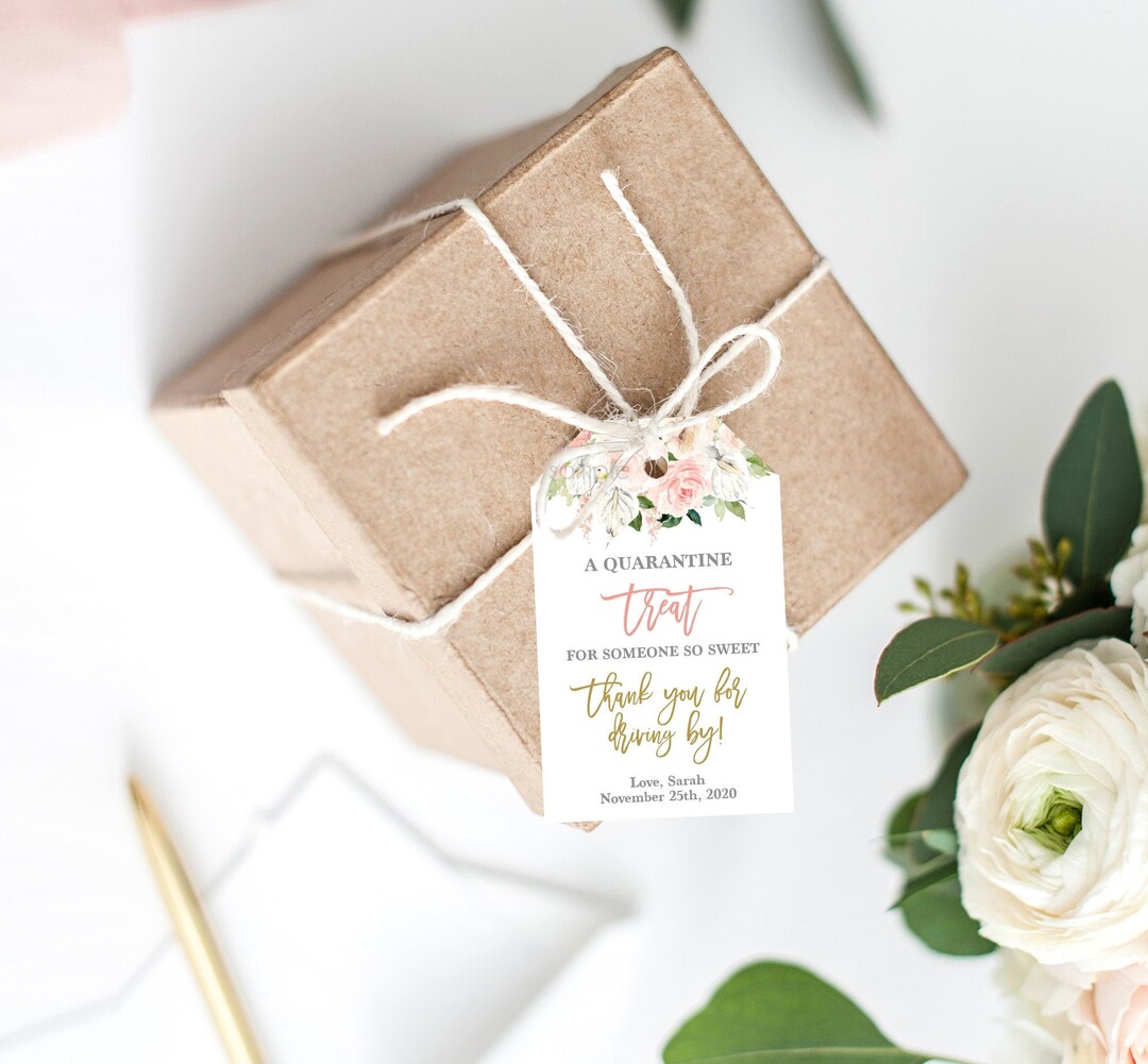 Editable Drive by Favor Tag, Pink Floral Anthurium Drive Through Baby ...