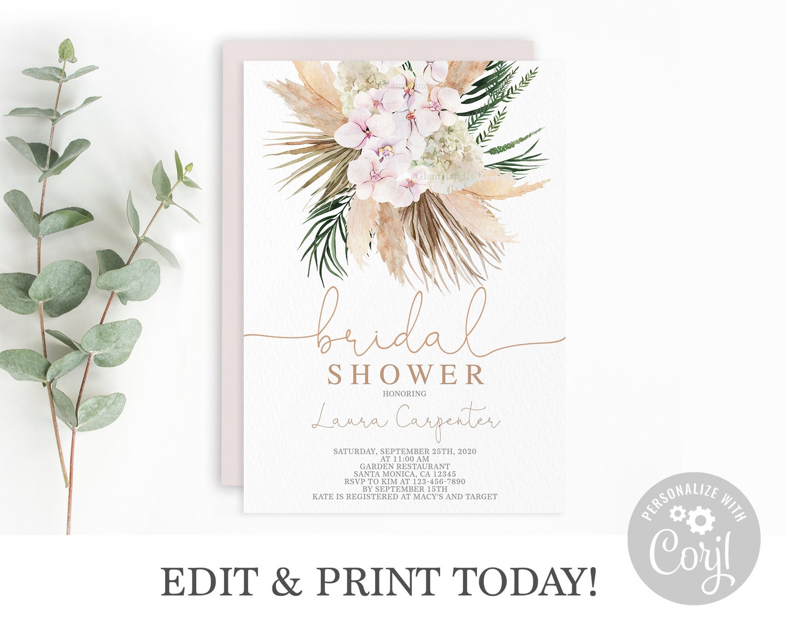 Boho Chic Bridal Shower Invitation Instant Download Editable | Etsy
