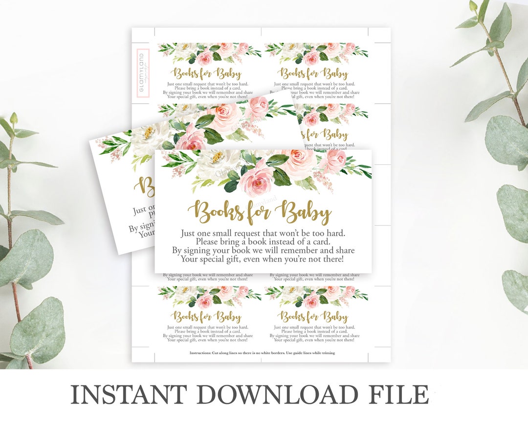 Books for Baby Insert Card, Instant Download, Baby Shower Books for ...