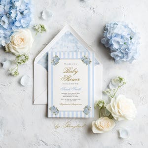 Blue Hydrangea Welcome Sign for Baby Shower: Grand Millennial Preppy ...