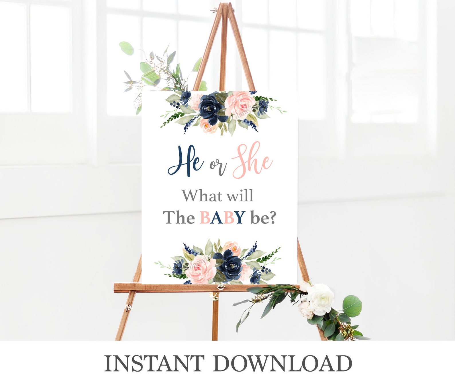 Baby Name Suggestion Card Gender Reveal Game Pink and Navy - Etsy