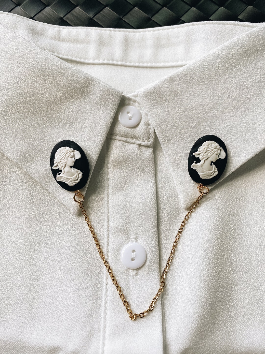 Cameo Collar Pin - Etsy