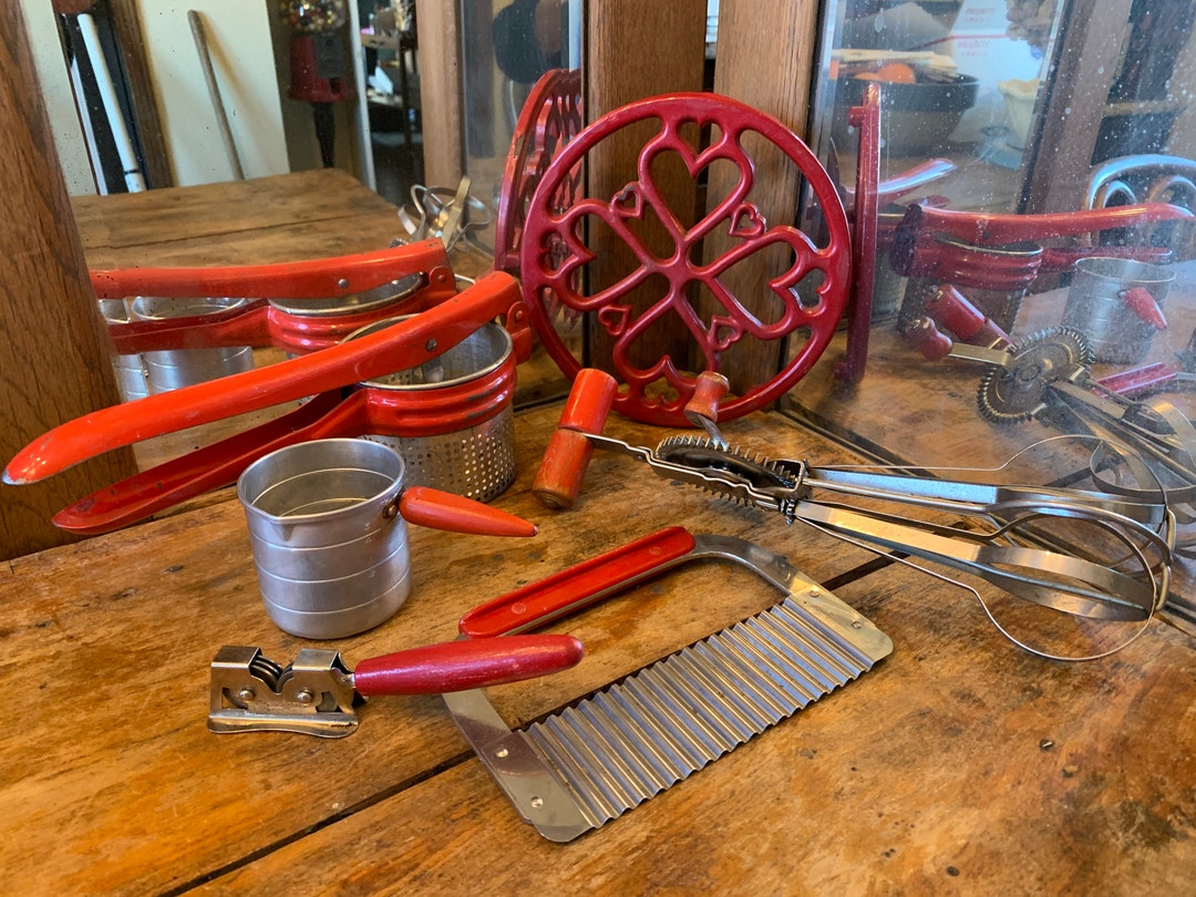 Kitschy Collection of Red Kitchen Utensils - Kitchenalia - 1950s - 6 ...