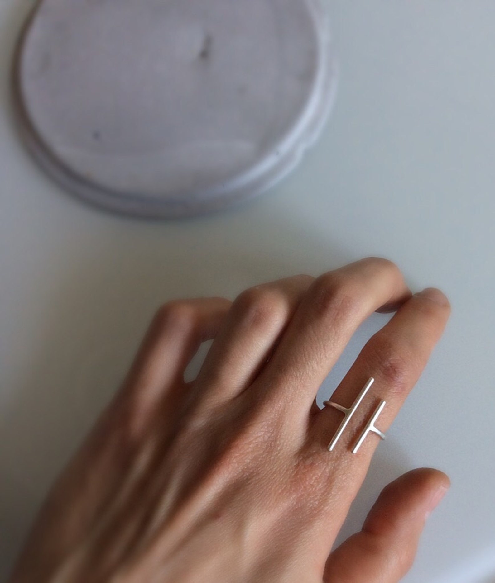 Parallel Bar Ring Parallel Ring Long Silver Bar Ring - Etsy