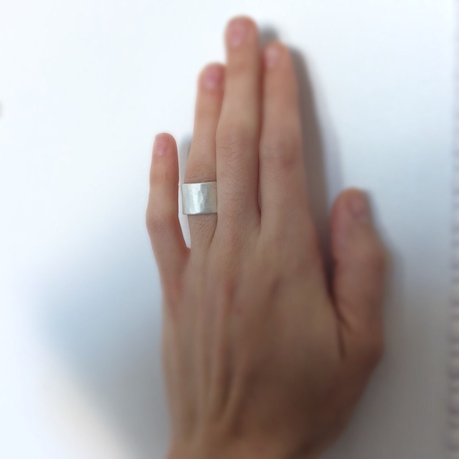 Wide Ring Big Sterling Silver Ring Hammered Ring Statement - Etsy