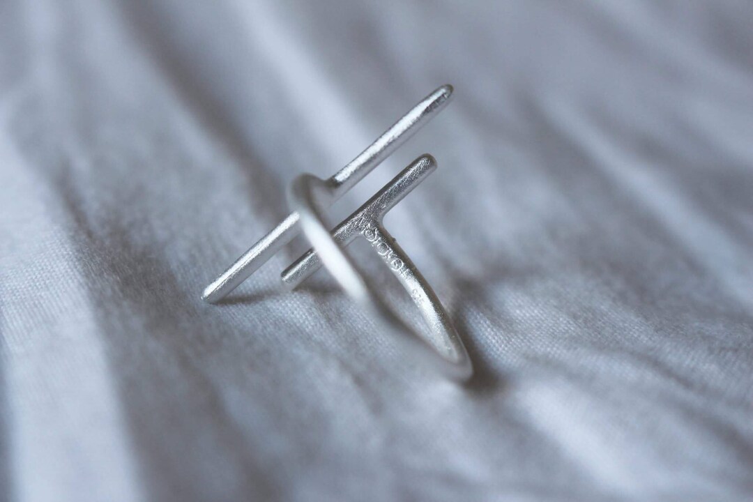 Parallel Ring, Sturdy Minimalist Ring, Geometric Ring, Sterling Silver ...