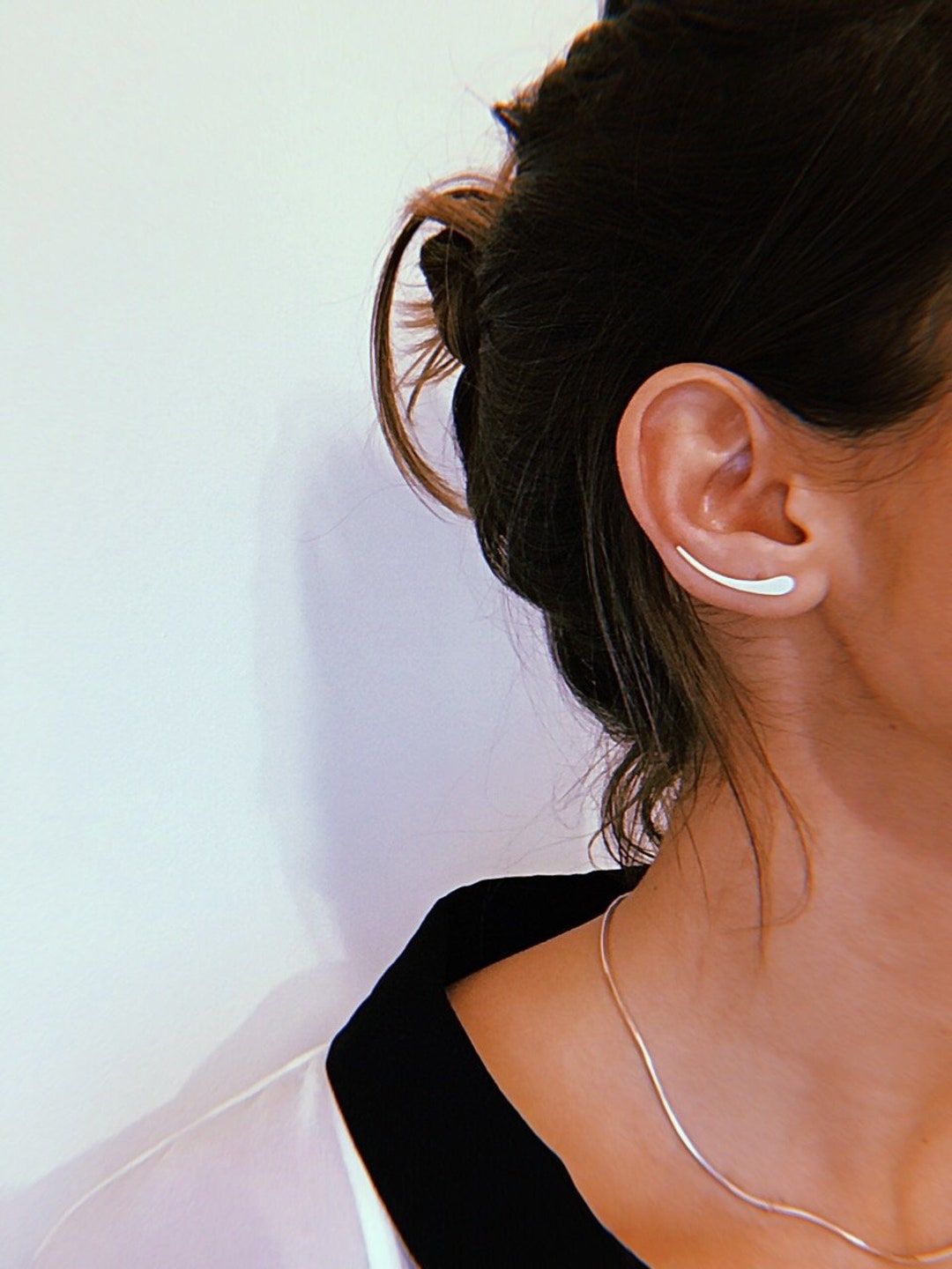 Wing Ear Pin, Ear Climber, Ear Cuff, Sterling Silver Minimalist Earring ...