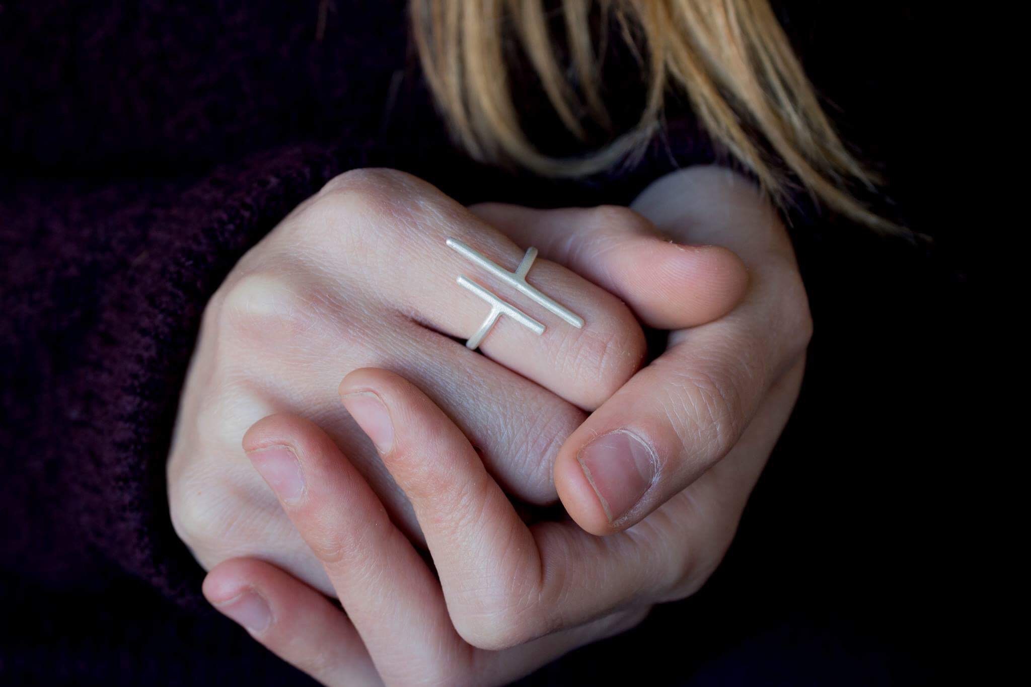 Parallel Ring Sturdy Minimalist Ring Geometric Ring - Etsy