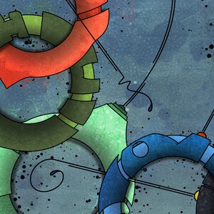 8x10 Colorful Shapes Space Age Design Abstract Space Art Futuristic ...