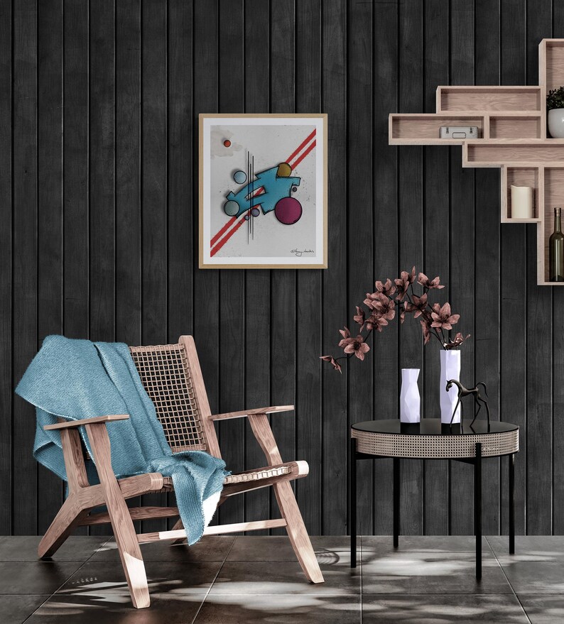 Calming Grounded Abstract Painting of a Blue hooey on a Stone ...