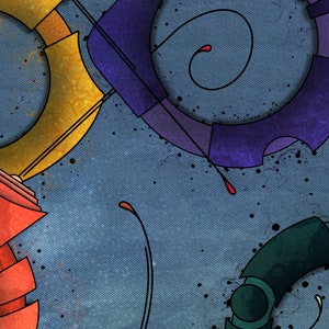 8x10 Colorful Shapes Space Age Design Abstract Space Art Futuristic ...
