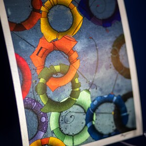 8x10 Colorful Shapes Space Age Design Abstract Space Art Futuristic ...