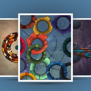 8x10 Colorful Shapes Space Age Design Abstract Space Art Futuristic ...