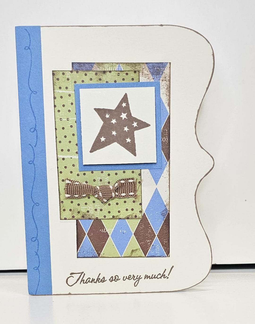 Masculine Blue and Brown Thank You Card - Elegant Appreciation Card for ...