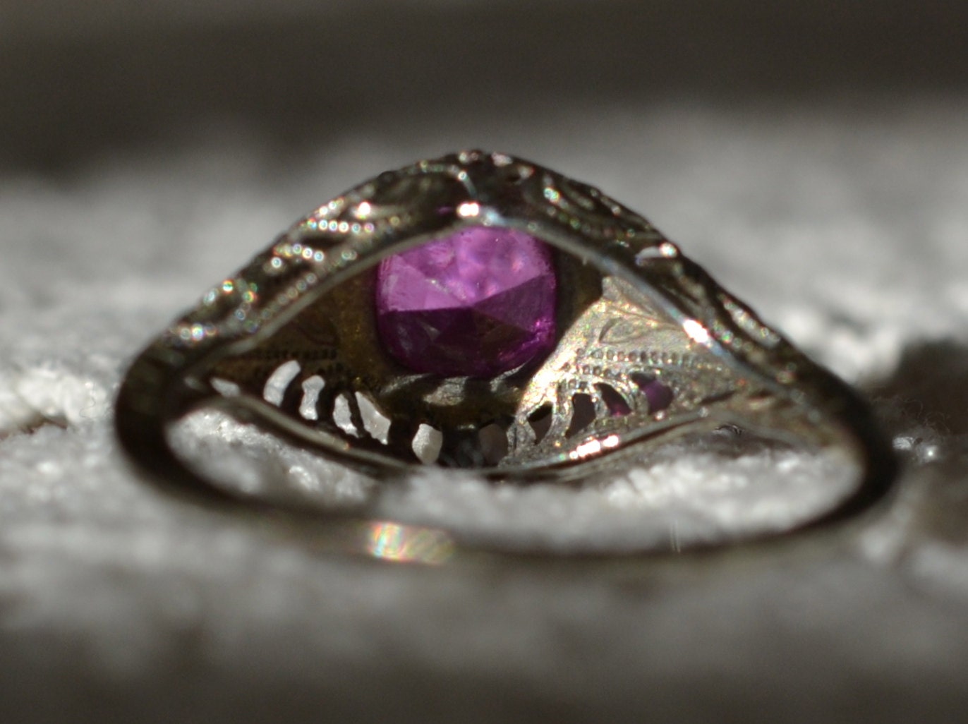 Antique 14k White gold filigree ring with charming and | Etsy