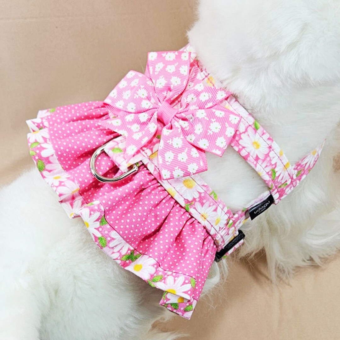 Pink Daisy Fancy Ruffle Easy-on Harness With Pink Bow From Udogu ...