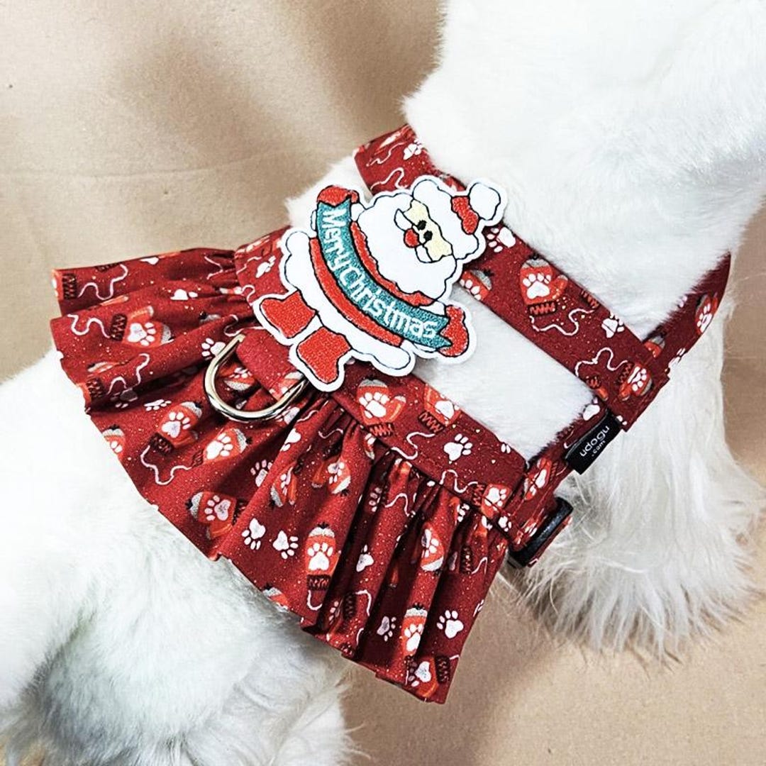 Mittens & Paws Fancy Ruffle Easy-on Harness With Santa Claus Appliqué ...