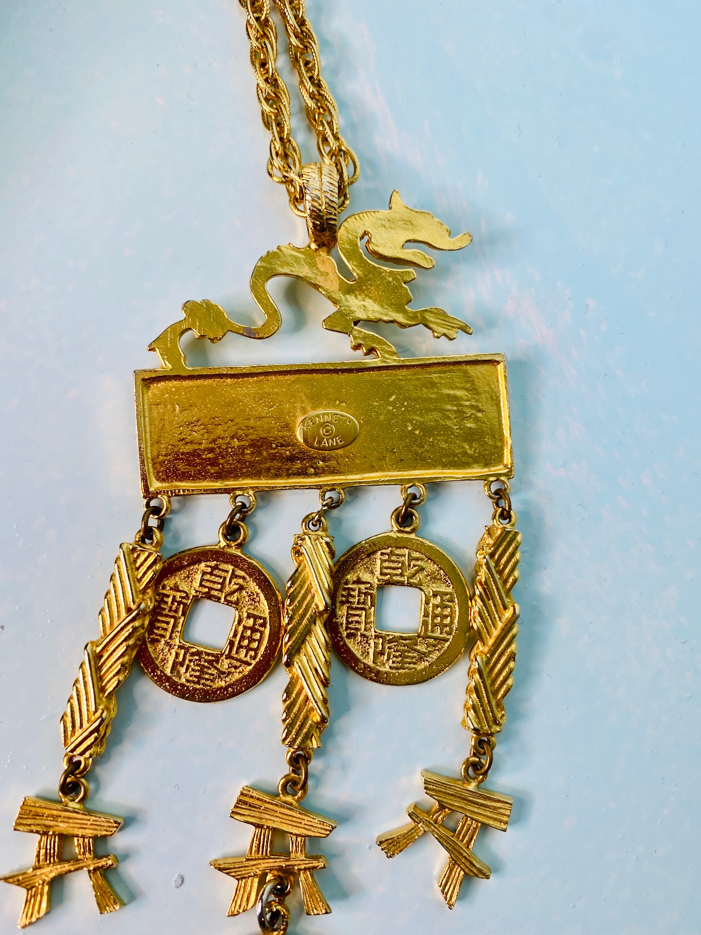 60s Kenneth Lane Massive Chinese Dragon Pendant Necklace - Etsy
