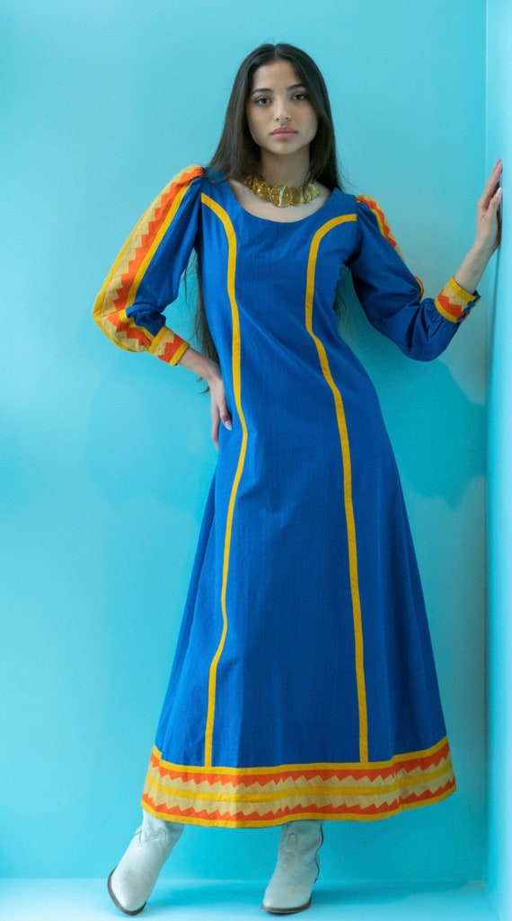 Small 70s Mexican Designer Josefa Blue Embroidered Co… - Gem