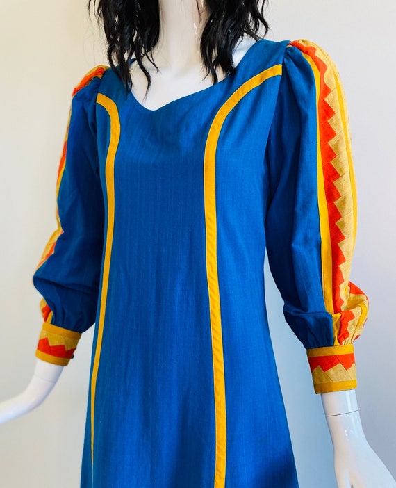 Small 70s Mexican Designer Josefa Blue Embroidered Co… - Gem