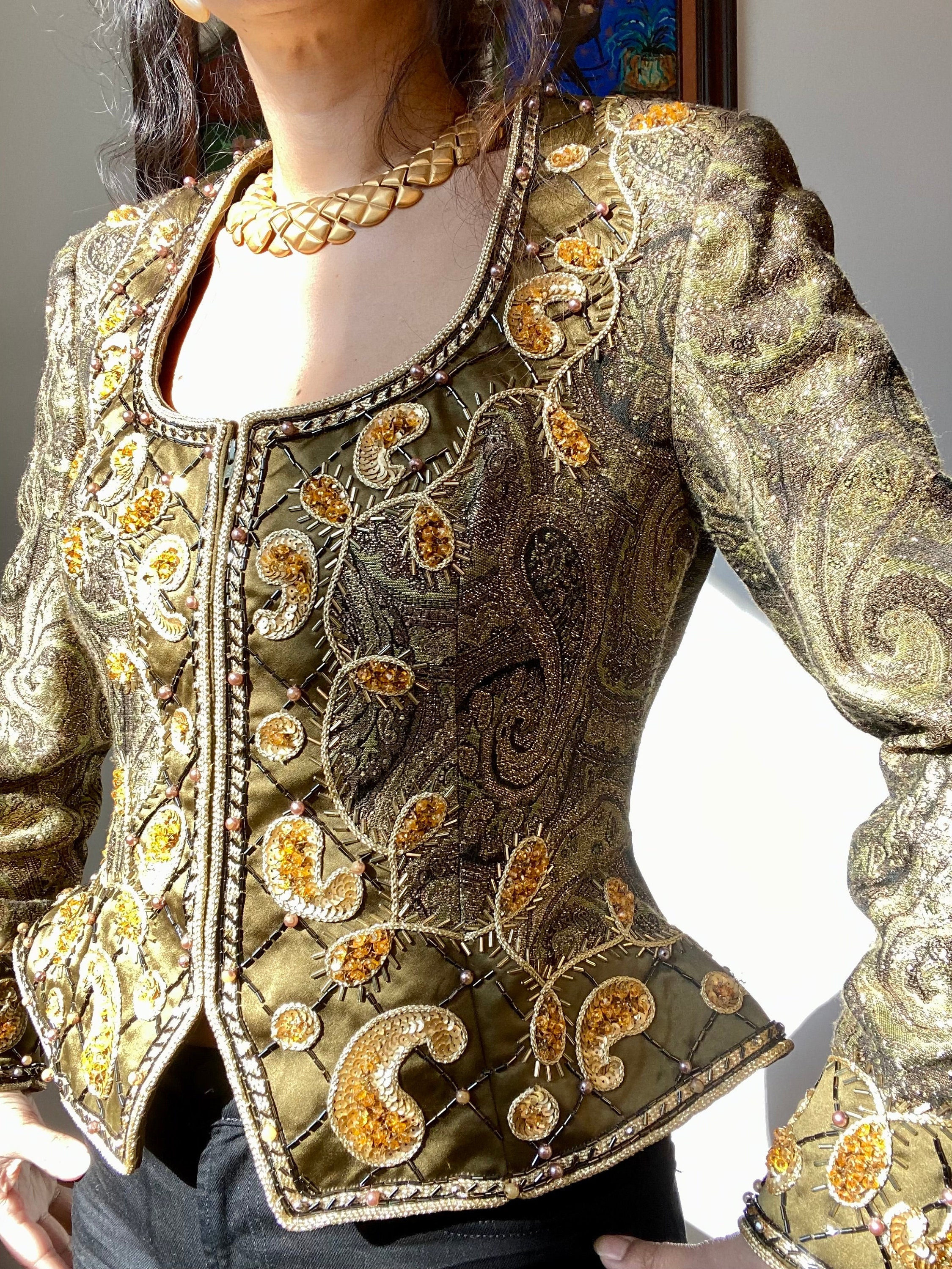 Regal Vintage Victoria Royal Brocade Heavily Beaded Avantgarde ...