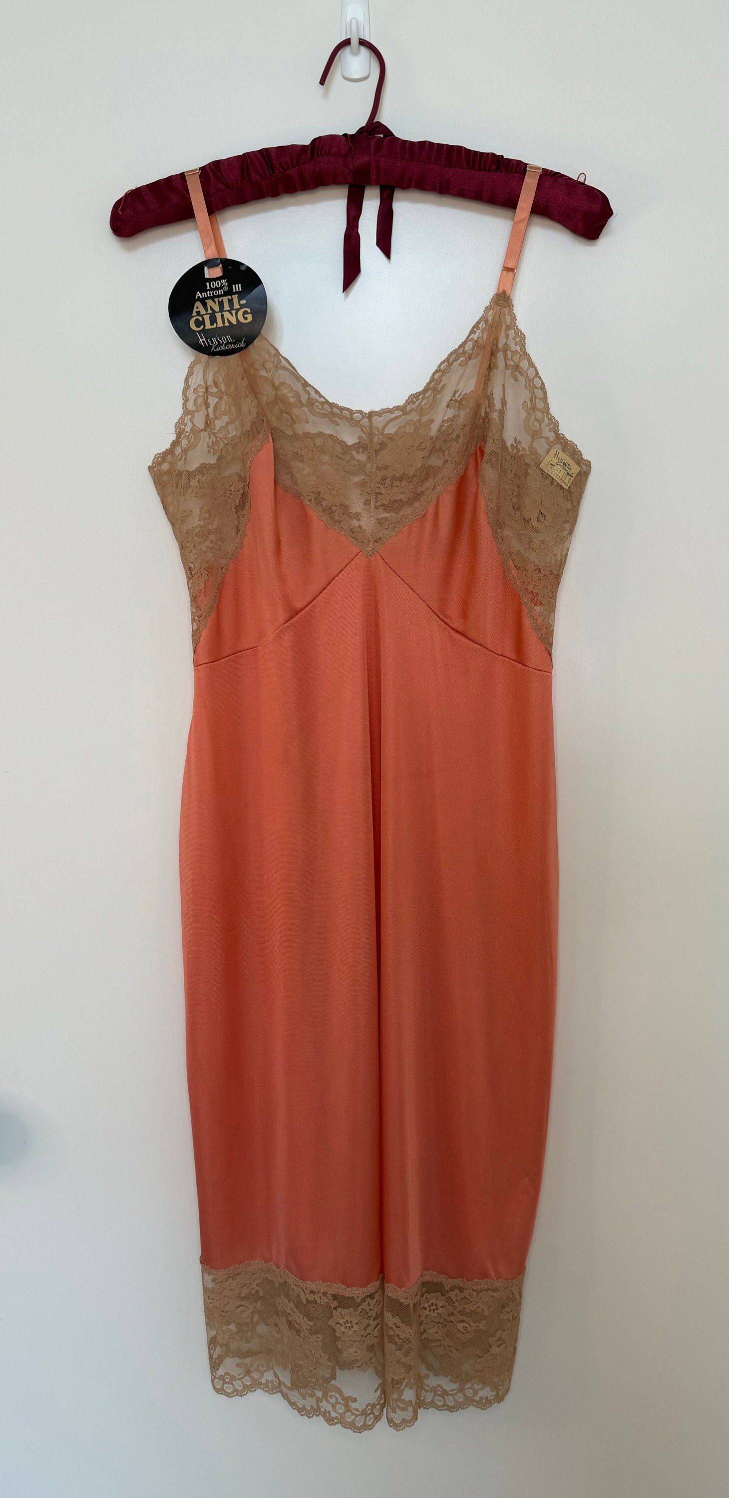 NWT 50's Henson Kickernick Peach Nylon and Lace Negligee Slip Dress - Etsy