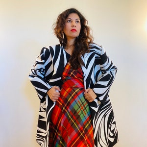 CHRISTIAN RUPERT Italian Couturier Quilted Black and White Printed ...