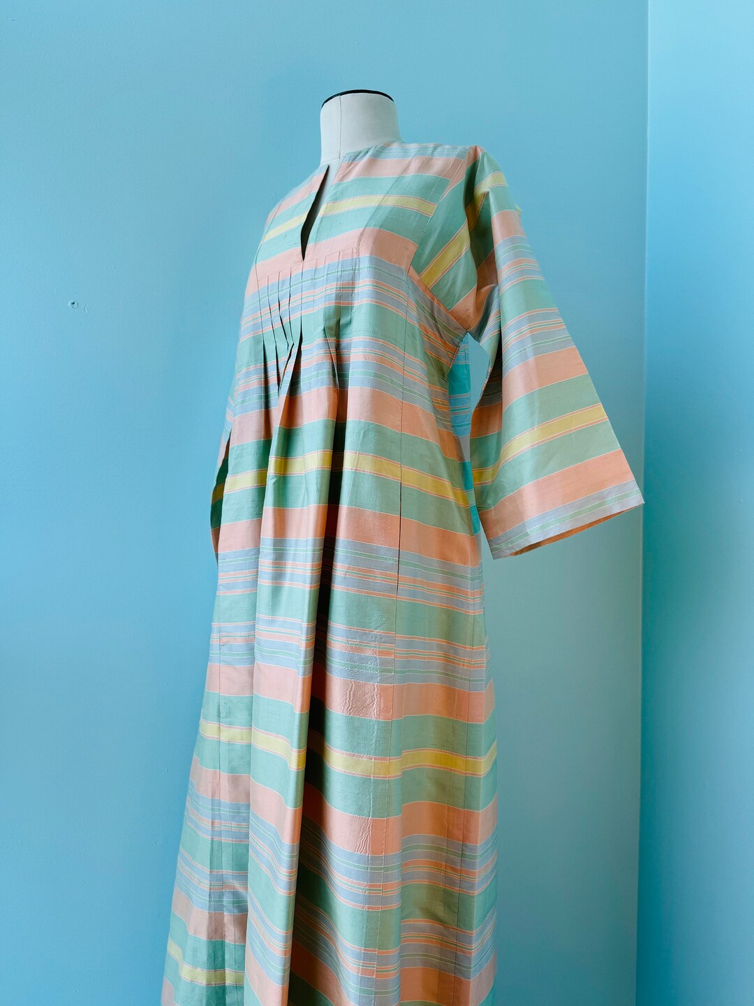 70s Jim Thompson Thai Silk Stripe Pastel Multi Color Collectible ...