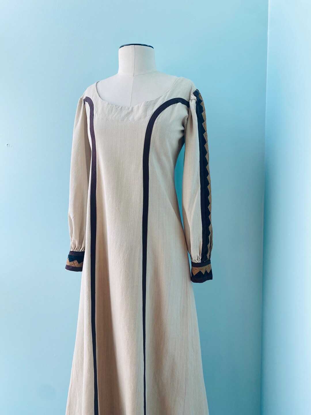 70s Mexican Designer Josefa Woven Organic Cotton Kaftan Maxi Dress - Etsy