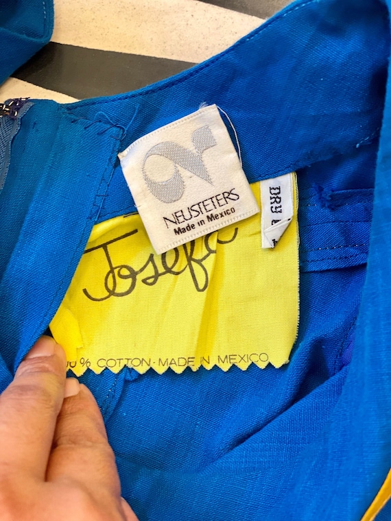 Small 70s Mexican Designer Josefa Blue Embroidered Co… - Gem