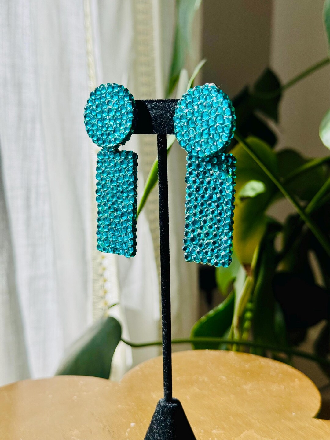 Disco Era Richard Kerr Blue Green Statement Earrings - Etsy
