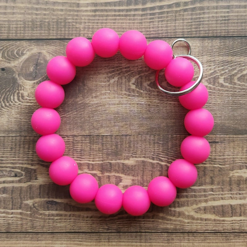 Hot Pink Key Ring - Etsy