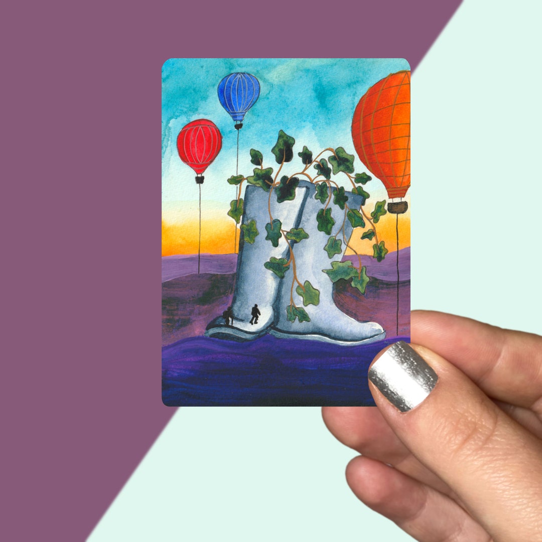 Welly Mountain Surrealism Art Single Vinyl Sticker Glossy Scrap Book ...