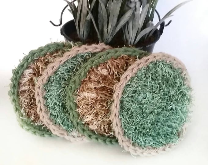 Dish Scrubbies Set of 4 , Washable and Reusable Kitchen Scrubbers ...