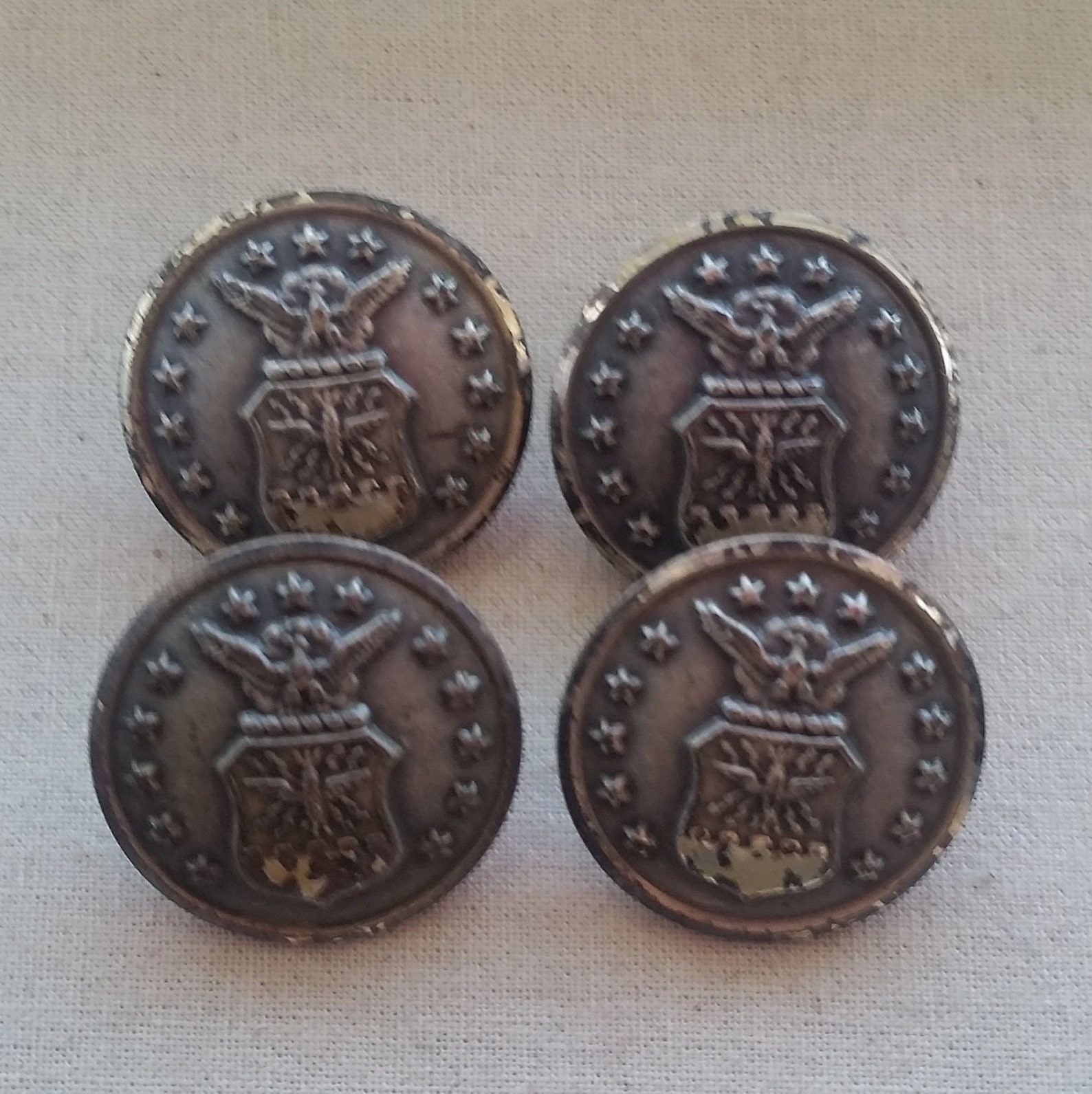 Vintage Gold Military Metal Buttons Set of 4 Shank Buttons - Etsy