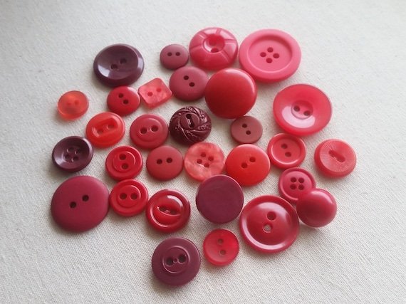 Vintage Shades of Red Buttons Lot of 30 Various Sizes and | Etsy