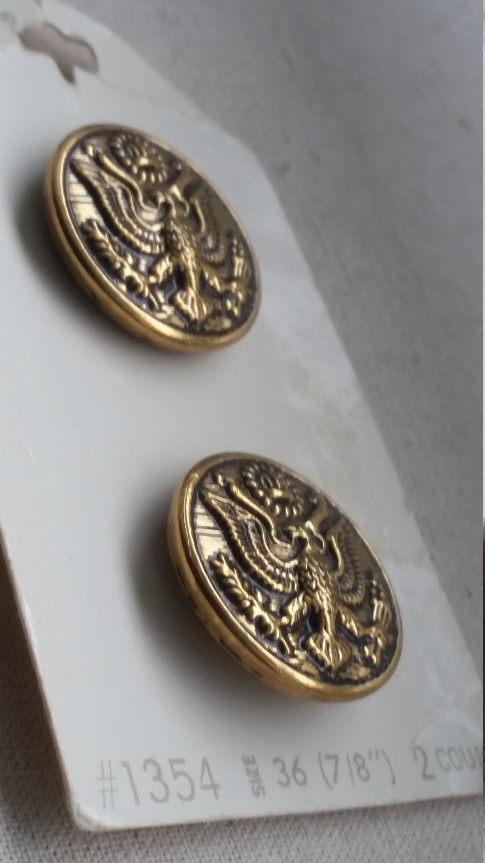 Vintage Gold Colored Eagle Buttons Set of 2 on Card Size 36 7/8 Inch - Etsy