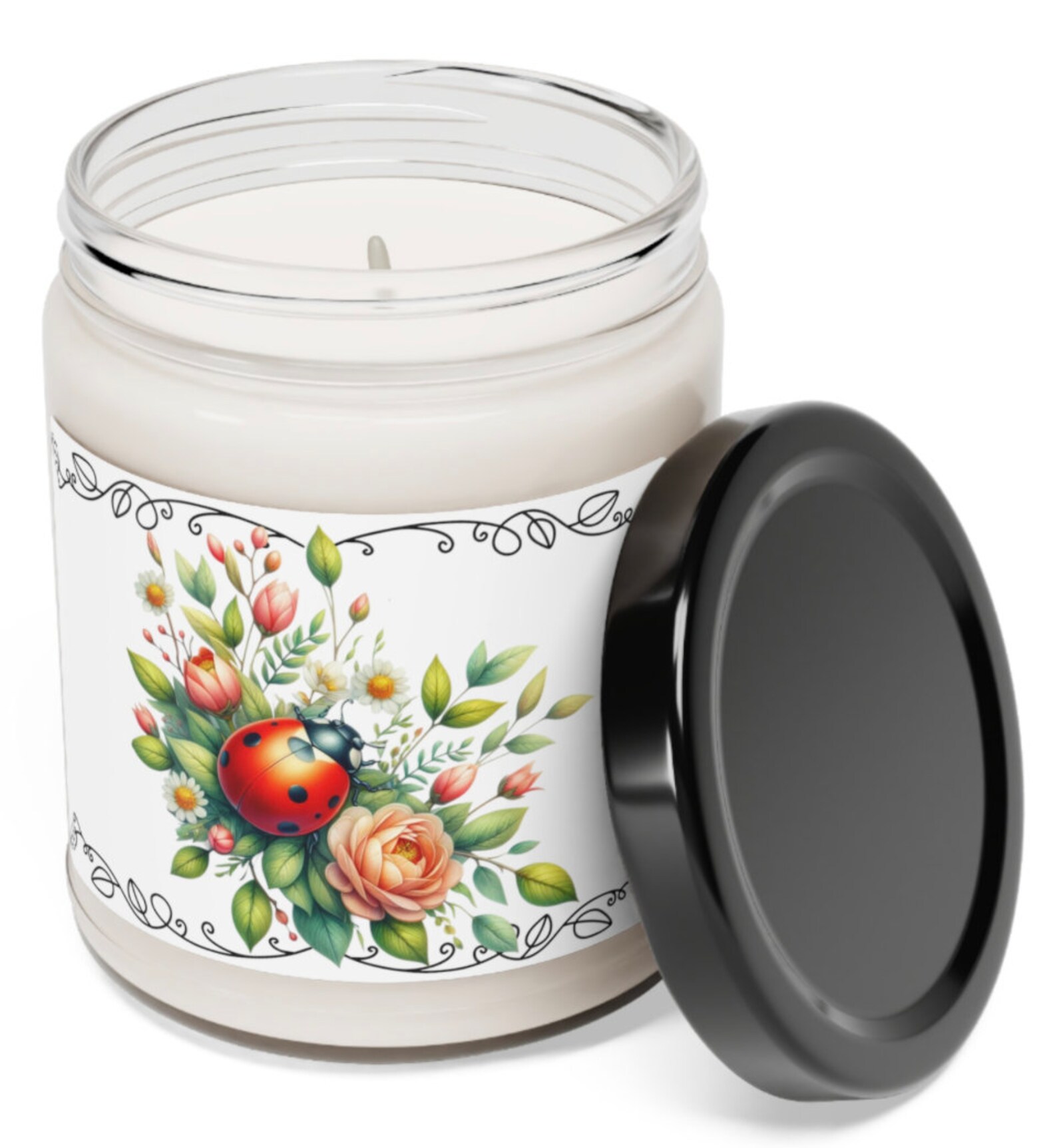 Scented Soy Candle Darling Lady Bug Design With Orange Accents ...