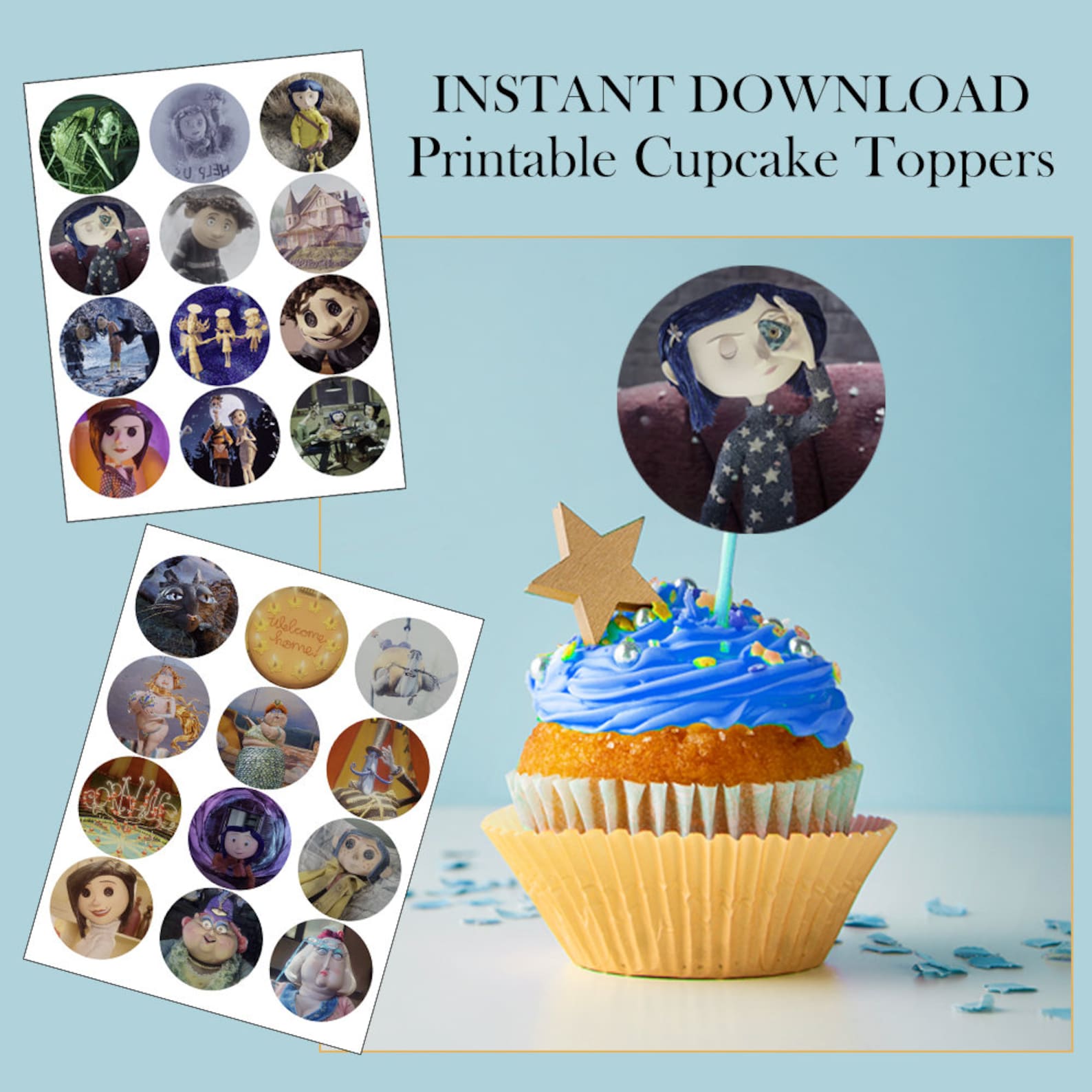 Printable Coraline Cupcake Toppers Other Mother Wybie | DIY Birthday ...