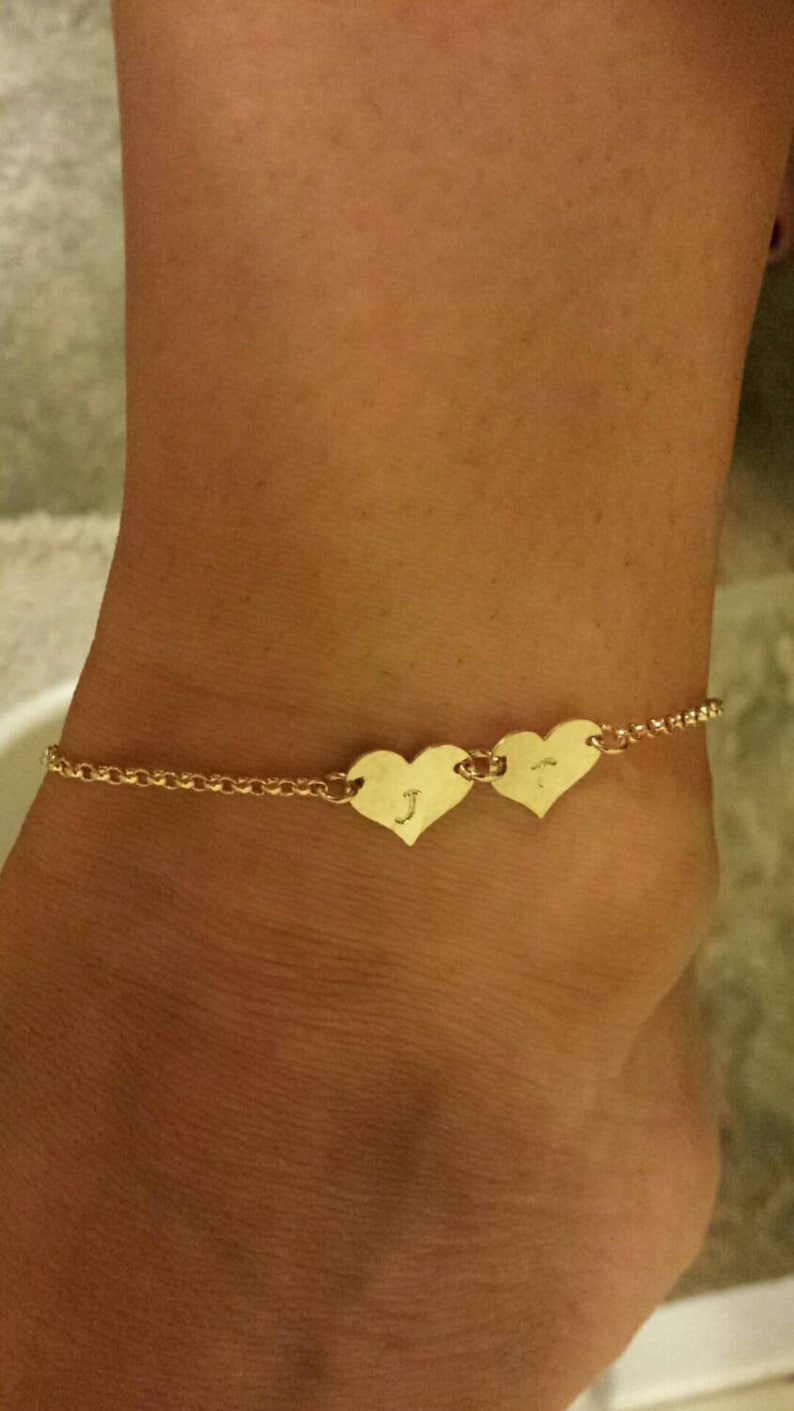 Couple Ankle Bracelet, Ankle Bracelet, Anklet, Gold Heart Anklet,gold ...