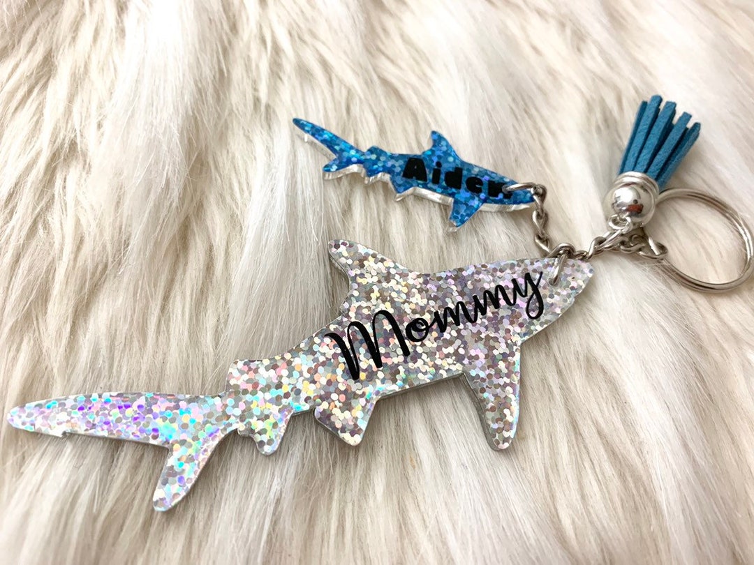 Mommy and Baby Shark Keychain - Etsy