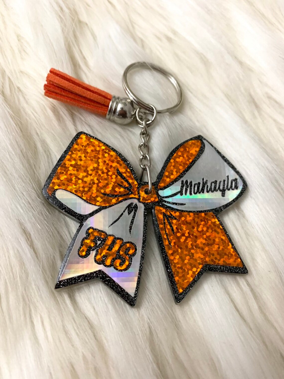 Personalized Cheer Bow Keychain | Etsy