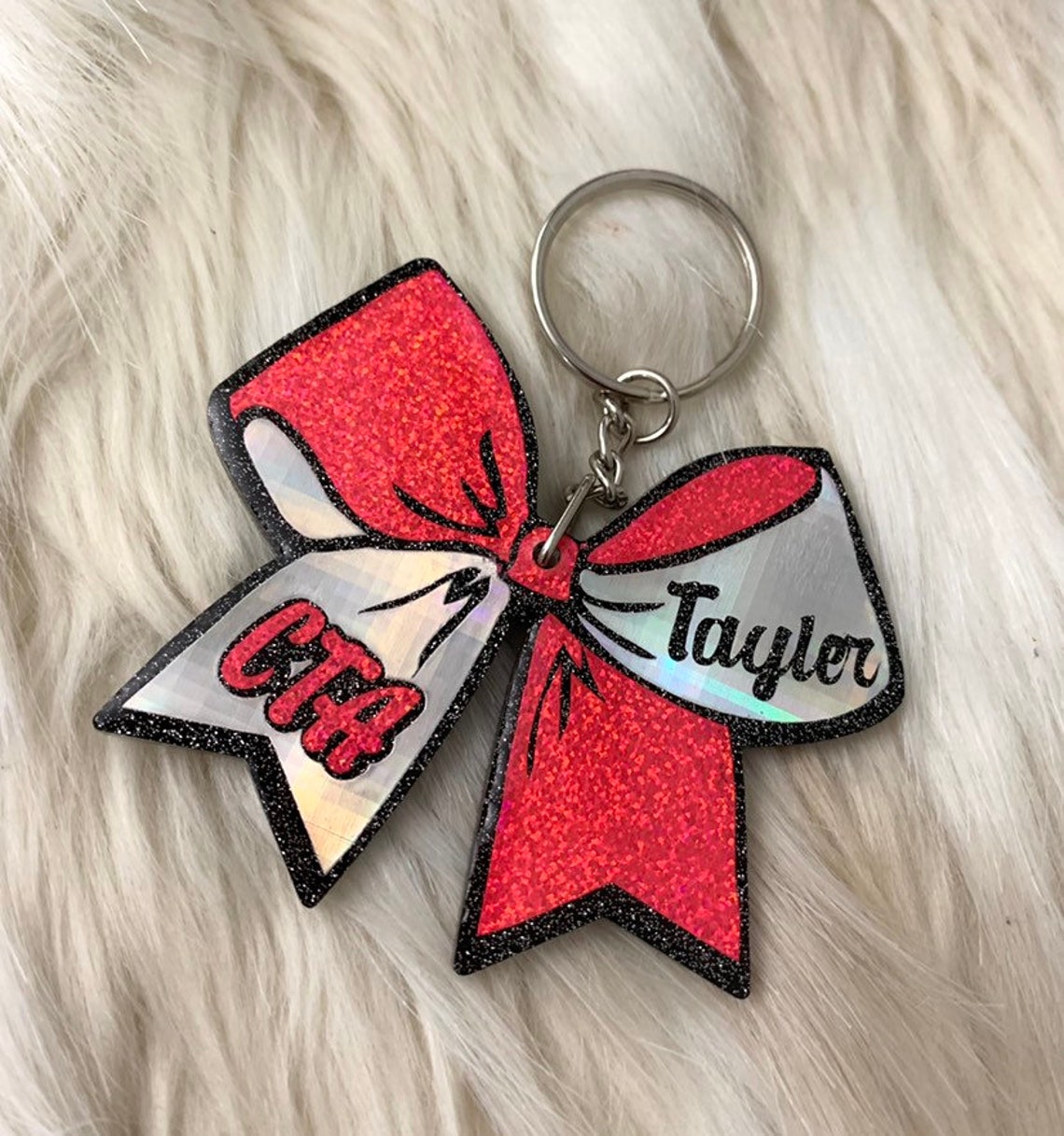 Personalized Cheer Bow Keychain | Etsy