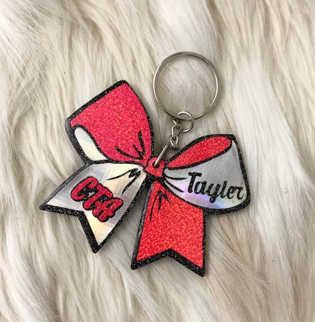 Personalized Cheer Bow Keychain - Etsy