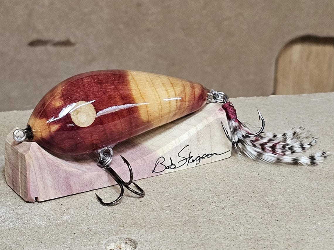 Handmade Cedar Fishing Lure. From Scratch Custom Made Lure. Topwater ...