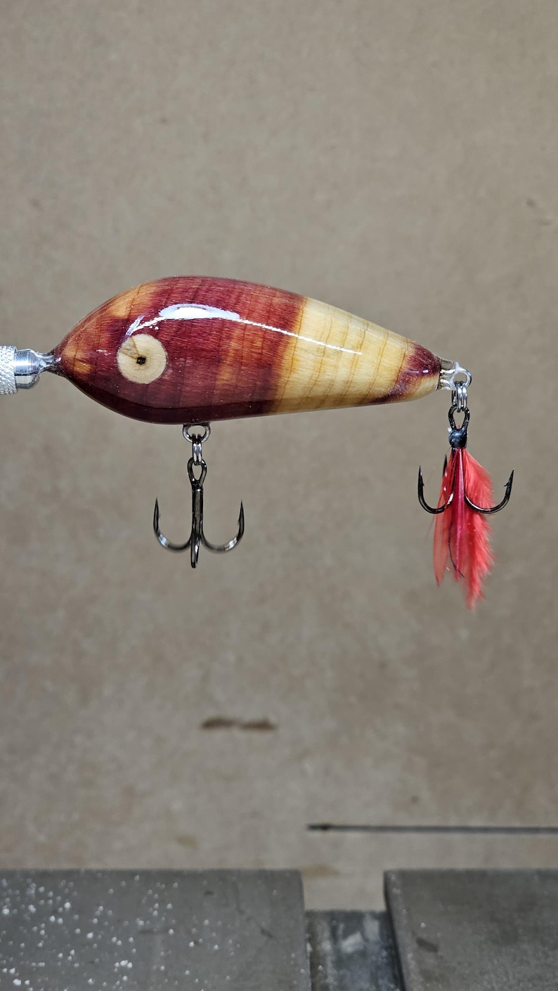 Handmade Cedar Fishing Lure. From Scratch Custom Made Lure. Topwater ...