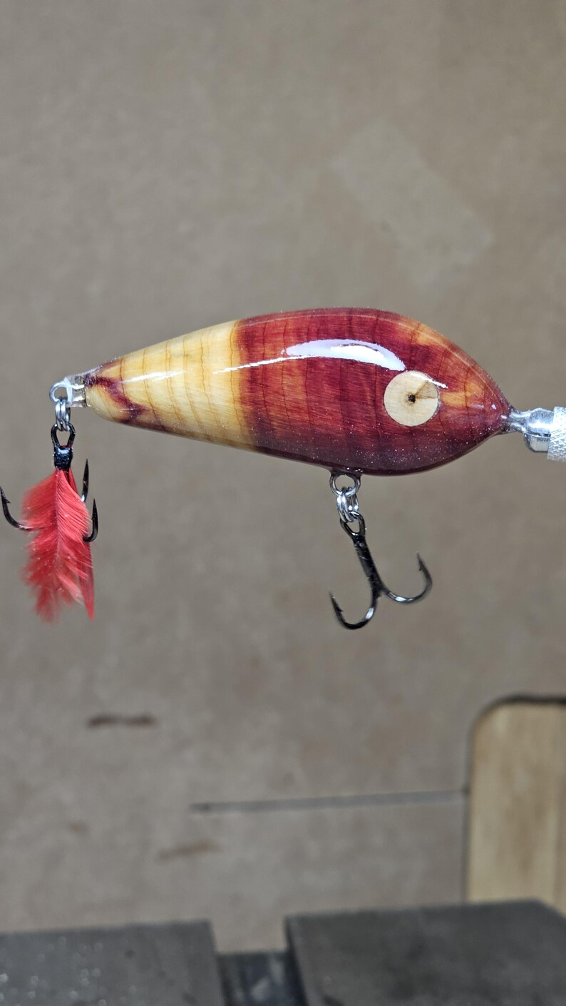 Handmade Cedar Fishing Lure. From Scratch Custom Made Lure. Topwater ...