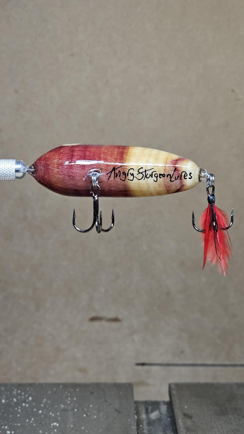 Handmade Cedar Fishing Lure. From Scratch Custom Made Lure. Topwater Walk-the-dog Action. - Etsy