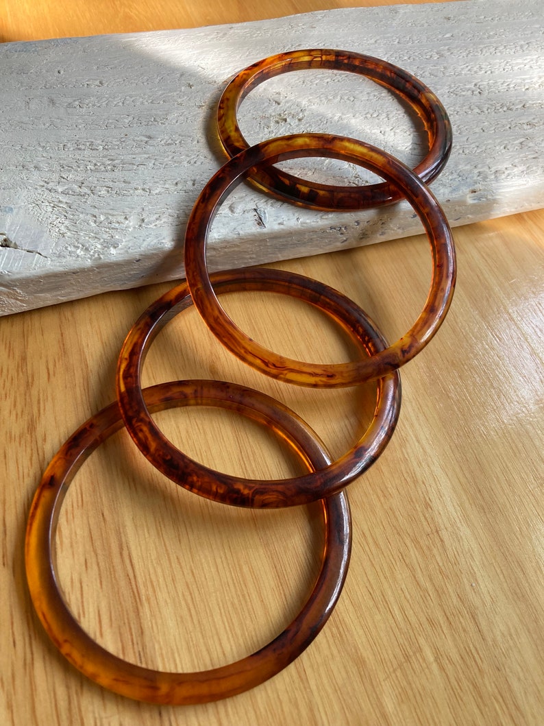 Vintage Bakelite Bangle Set, Skinny Rootbeer Tortoise Bracelet Set of 4 ...