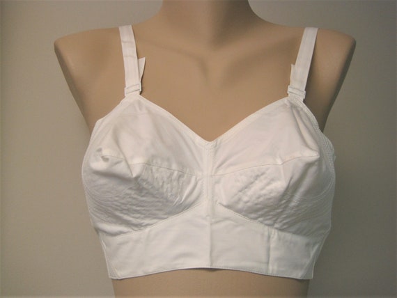 Vintage Bullet Bra White Cotton 32b Nos Vtg Pinup S… Gem